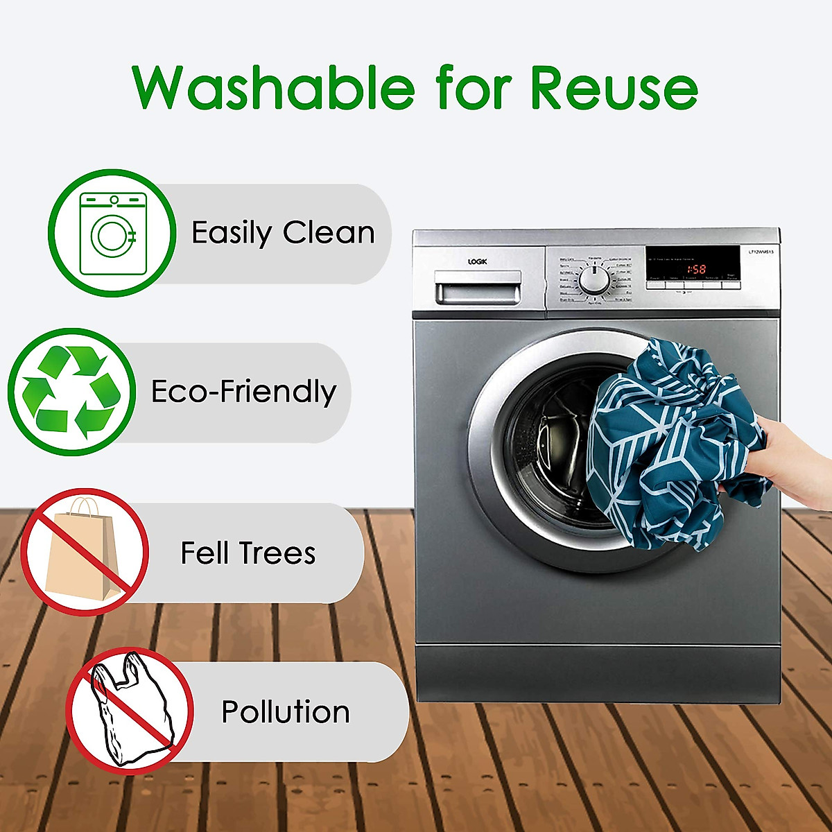 BeeGreen Geometry Reusable-Grocery-Bags Bulk 2 Pack. Tearing-Prevent Material Reusable-Shopping-Bags Extra Large for 50LBS Heavy-duty Sturdy. Foldable Machine-Washable-Nylon Gift for Women