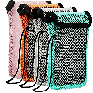 4 Pcs Bar Soap Pouch Soap Savers Exfoliating Net Soap Coarse Mesh Soap Bag Loofah Body Scrubber Hanging Rope Bags Exfoliator for Bath Shower for a Deeper Scrub and Lather