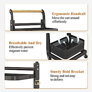 Wisdom Star 4-Tier Pots and Pans Organizer Rack, Mobile Kitchen Trolley On Wheels, Adjustable Shelf Height, For Kitchen, Bathroom, Living Room Organizer, Black