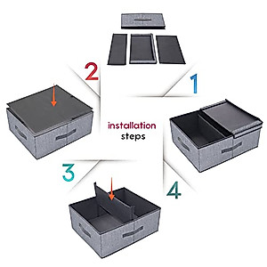 Onlyeasy Fabric Foldable Large Storage Boxes 2 Pack- Bins Cubes Dividers Containers Baskets Cloth Closet Shelf Cubby Bookcase Baby Organizer for Home with 2 Lids, 19.7"x16.5"x7.9", Grey, MNDLB50P2