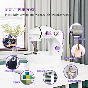 Mini Sewing Machine, Portable Sewing Machine for Beginners Adult, Electric Crafting Speed Crafting Mending Machine Electric Overlock Sewing Machines for Sewing of Silks, Denim, Wool, Leather