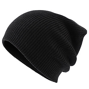 Connectyle Classic Men 's Warm Winter Hats Thick Knit Cuff Beanie Cap Daily Beanie Hat Black , 55 60cm