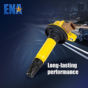ENA Set of 6 Yellow Ignition Coil Pack and Iridium Spark Plug 3.5 V6 Compatible with Ford Lincoln Explorer Expedition F150 Flex Lobo MKS MKT Navigator Transit Taurus Replacement For UF646 SP534 DG549