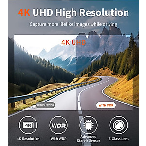 Cosuvow Dash Cam 4K Front Dash Camera for Cars 2160P WiFi Dashcam with APP Wireless Car Camera 24 Hours Parking Mode WDR Free 32G Card G-Sensor Loop Recording