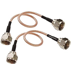 CablesOnline, 2-Pack 6-inches Slim Coax 75-ohm RG179 with F-Type Connectors TV, Satellite & Antenna Cable, SI-FF100-2