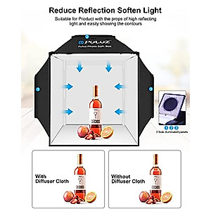 PULUZ Portable Photo Studio Light Box, 16"x16" Professional Dimmable Shooting Tent Kit Soft Box with 480pcs LEDs Lights 4 Backdrops for Jewelry and Small Product Photography Props Upgrade 16 inch