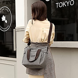 Women's Canvas Tote Bag, Work Handbag with Multi Pockes Fashion Shoulder Purse Causal Canvas Crossbody Bags, Grey