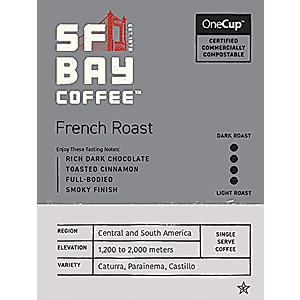 SF Bay Coffee French Roast 12 Ct Dark Roast Compostable Coffee Pods, K Cup Compatible including Keurig 2.0