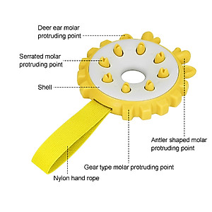 COSMICROWAVE Tough Chew Toys for Dog Teeth Cleaning, Bite Resistant Interactive Teeth Cleaning Round Puppy Molar Toothbrush Toy, Puppy Dental Oral Care Brushing Toy Dog Chew Sticks (Yellow)