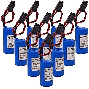 Zivases 10-Pack 3.0V Replace BR2/3A-AB PLC Battery for Allen Bradley 1756-BA2 1747-BA 1770-XO