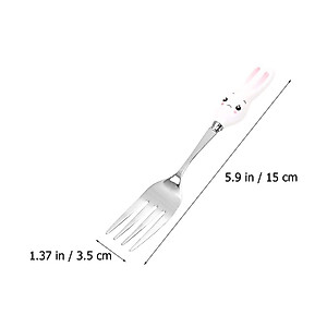 KESYOO 5PCS Stainless Steel Flatware Silverware Cutlery Set Easter Bunny Carrot Fork Spoon Eating Utensils Tableware with Ceramic Handle for Kids Home