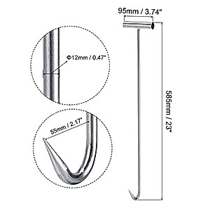 uxcell 23inch T-Handle Meat Boning Hook, Galvanized T Hooks for Kitchen Butcher Shop Restaurant 1Pcs