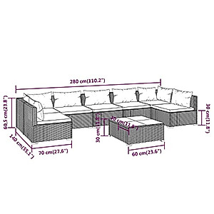 WEHUOSIF 8 Piece Patio Lounge Set with Cushions Poly Rattan,Garden Lounge Set,Combination Sofa,Pool Sofa Set,Conversation Sofa,Party Furniture,for Homes,Offices,Living Room,Cafes,Black