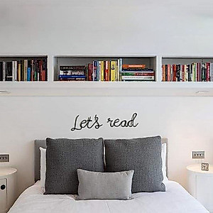 Read Sign Metal Nursery Wall Decor Lets read Sign Reading Nook Decor Art for Kids Playroom Signs Book Themed Decor Bookshelves Little Library Sign Decor Birthday Gift Ideas(Black)