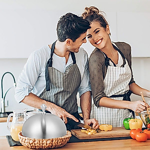 Cabilock Stainless Steel Restaurant Cloche Serving Dish Food Cover Dome Plate Covers for Steak Cake Appetizer Plate to Keep Food Warm (7.86x3.93 inch)