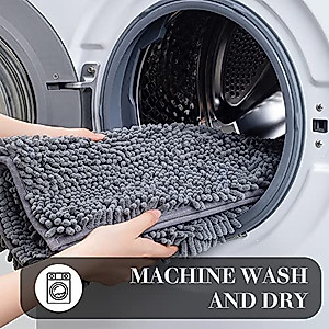 SONORO KATE Bathroom Rug, Non Slip Bath Rugs, Soft Durable Thick Chenille Bath Mat, Ultra Water Absorbent and Fast Dry Bath Mats for Bathtubs, Rain Showers and Under Sink (Dark Grey, 17"x24")