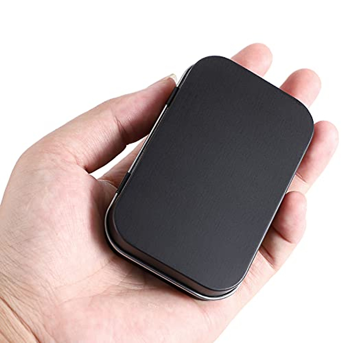 BTSKY 8 Pack Metal Hinged Tins Box Containers Small Metal Tins with Lids Metal Box Tin Cans Mini Bead Organizer for Craft Storage Jewelry Candy Black