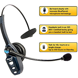 Global Teck Bundle of KX-TCA285 and KX-TCA385 Compatible Bluetooth Headset - BlueParrott 250-XT Bluetooth Headset Includes Car Charger and Extra Cushions