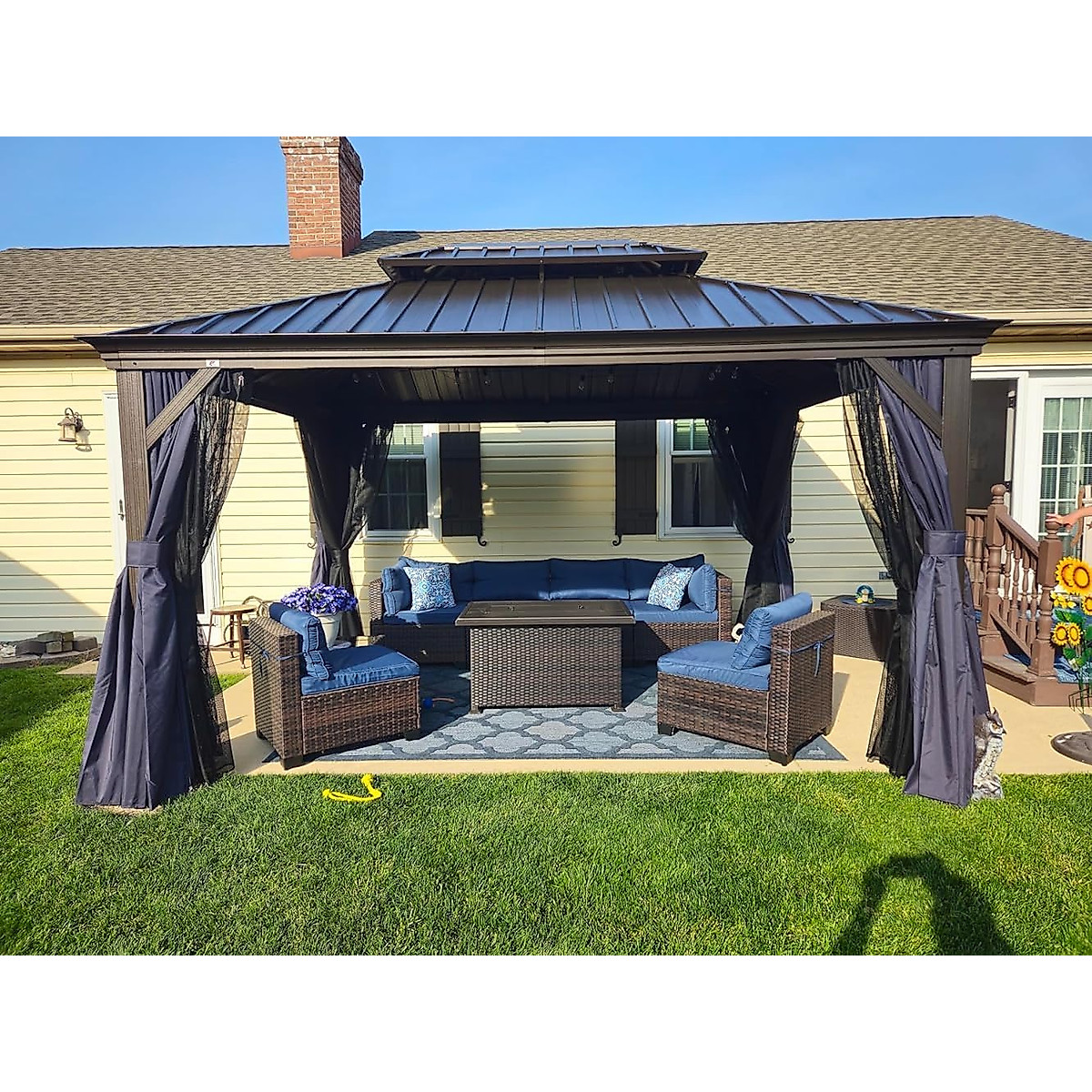 PURPLE LEAF 10' x 13' Outdoor Hardtop Gazebo Canopy Outside Metal Roof Heavy Duty Permanent Pavilion