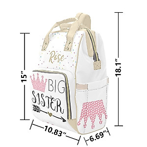 CUXWEOT Personalized Sister Diaper Bag Backpack with Name Custom Mommy Nursing Baby Bags Nappy Bag Casual Travel Daypack for Mom Girl Gifts