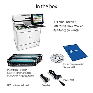 Renewed HP Color LaserJet Enterprise MFP M577c print copy scan fax B5L54A Advanced workflow features USB Network duplex With 90 Days Warranty