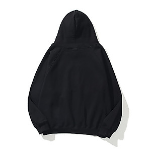 SAFRISIOR Oversized Hoodies for Women and Men Couples Fleece Basic Solid Hooded Sweatshirt Pullover Jackets Black