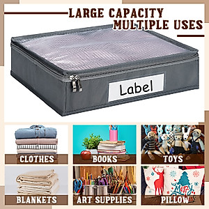 Panelee 6 Pcs 14 x 12 x 3 Inch Sweater Storage Bags Easy Gliding Zippered Sweater Bag Sweater Organizer Closets Under the Bed Zippered Storage Bags with Label Pocket to Avoid Dust Dirt (Gray)