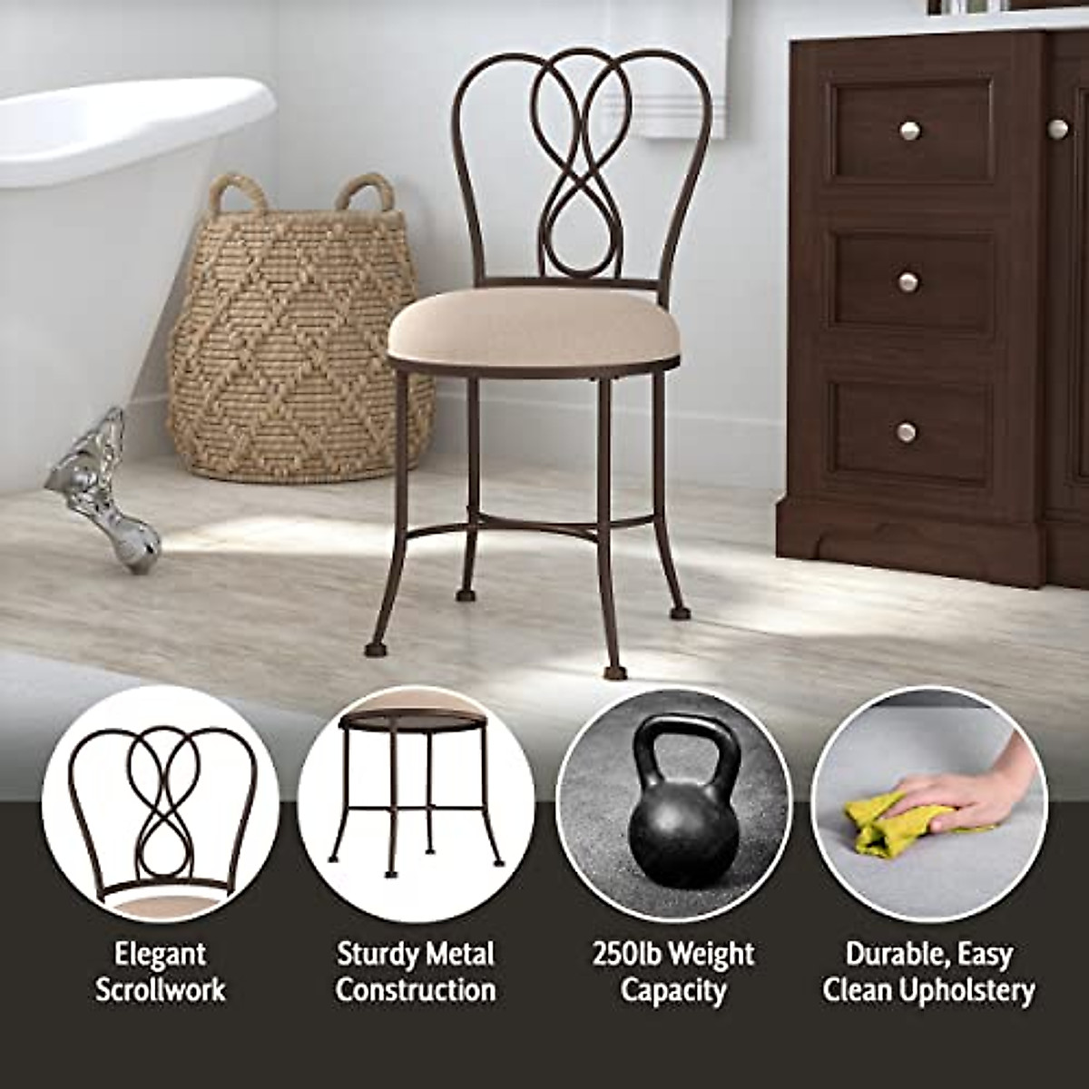 Hillsdale Furniture Hillsdale Christina Vanity Stool, Bronze