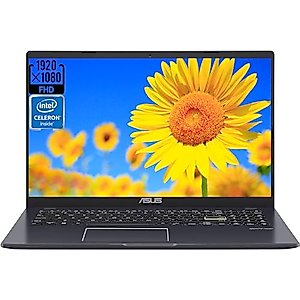 ASUS Vivobook Go 15 Laptop for Student, 15.6" FHD Display, Intel Celeron N4020 Processor, 4GB RAM, 64GB eMMC, Thin & Light, Intel UHD Graphics, WiFi, 1 Year Microsoft 365, Windows 11 Home in S Mode