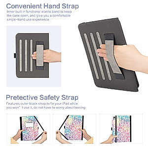 iPad 10th Generation Case 10.9 Inch Tablet, iPad Case 10th Generation, Protective Stand Cover with Pencil Holder/Hand Strap/Pocket for iPad 10th Gen Case, Auto Wake/Sleep, Pink CompositionBook