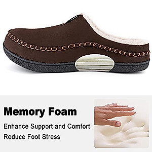 Zizor Mens Slippers, Slip On House Slippers for Men, Mens Gifts, Memory Foam, Indoor Outdoor House Shoes, Clogs with Rubber Sole (Moc Coffee, Size 11-12)