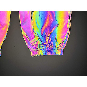 LZLRUN 3M Rainbow Reflective Shorts Pants Men Fluorescent Trousers Casual Night Jogger (M, Pants)