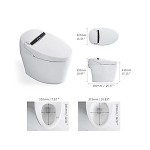 Homary Modern Smart Toilet Bidet, One-Piece 1.27 GPF Toilet Intelligent Elongated Toilet Auto Flush, Foot Sensor Operation, Heated Seat, Warm Water and Dry, Air Dryer, Digital Display