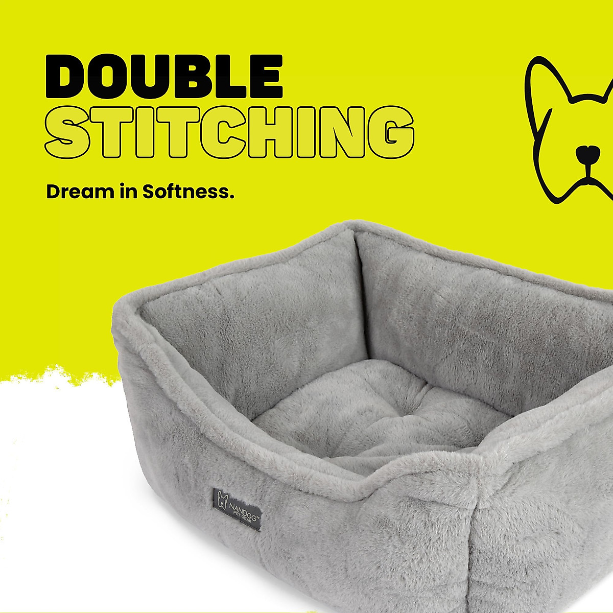 NANDOG Super Cloud Reversible Pet Bed in Light Grey - Ultra Soft Micro Plush Fabric - Cozy & Modern Design - Perfect for Cats & Small/Medium Dogs