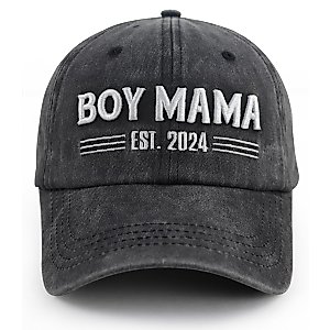 New Mom Gifts for Women, Funny Boy Mama Est 2024 Hat, Adjustable Cotton Embroidered Pregnancy Must Haves Baseball Cap, Mothers Day Birthday Gifts for New Moms Pregnant Mother Mommy Wife Black