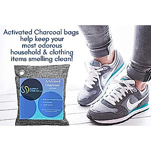 Natural Charcoal Bamboo Bags / 4 Pack / Fresh Order Absorber Bag / for Home, Closet Pet Drawers / Air Deodorizer / Activated Charcoal Bags