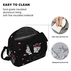 Grehge Cute Cartoon Lunch Bag Portable Thermal Insulated Preservation Pink Cat