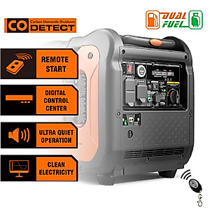 GENMAX Portable Generator, 6000W Super Quiet Dual Fuel Portable Engine with Remote/Electric Start, Ultra Lightweight for Backup Home Use & Camping Travel Outdoor .EPA Compliant(GM6000iED)