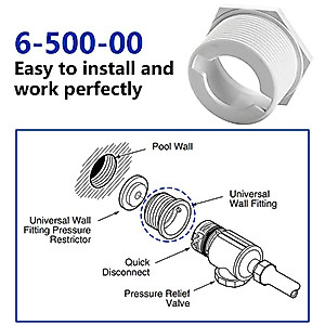 Funmit 6-500-00 Universal Wall Fitting (UWF) Connector Replacement for Po.laris 180 280 280 Tank Trax 360 380 3900 Sport and 480 Pro Automatic Pool Cleaners (2 Pack)