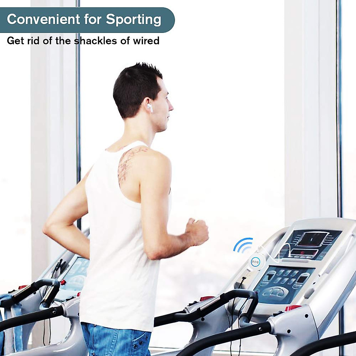 Friencity Bluetooth 5.0 Transmitter for TV Watching, apt-X Low Latency Wireless 3.5mm Aux Adapter for PC Home Stereo Radio Projector DVD Xbox PS4 RCA, Connect 2 pairs of headphones simultaneously