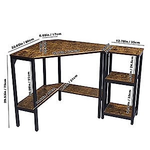 LAVIEVERT Corner Desk, Triangle Computer Desk with Storage Shelves, Laptop PC Table Writing Study Table Workstation for Home & Office - Rustic Brown