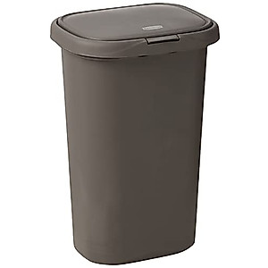 Rubbermaid Spring Top Kitchen Bathroom Trash Can with Lid, 13 Gallon Gray Plastic Garbage Bin, 49.2-liter