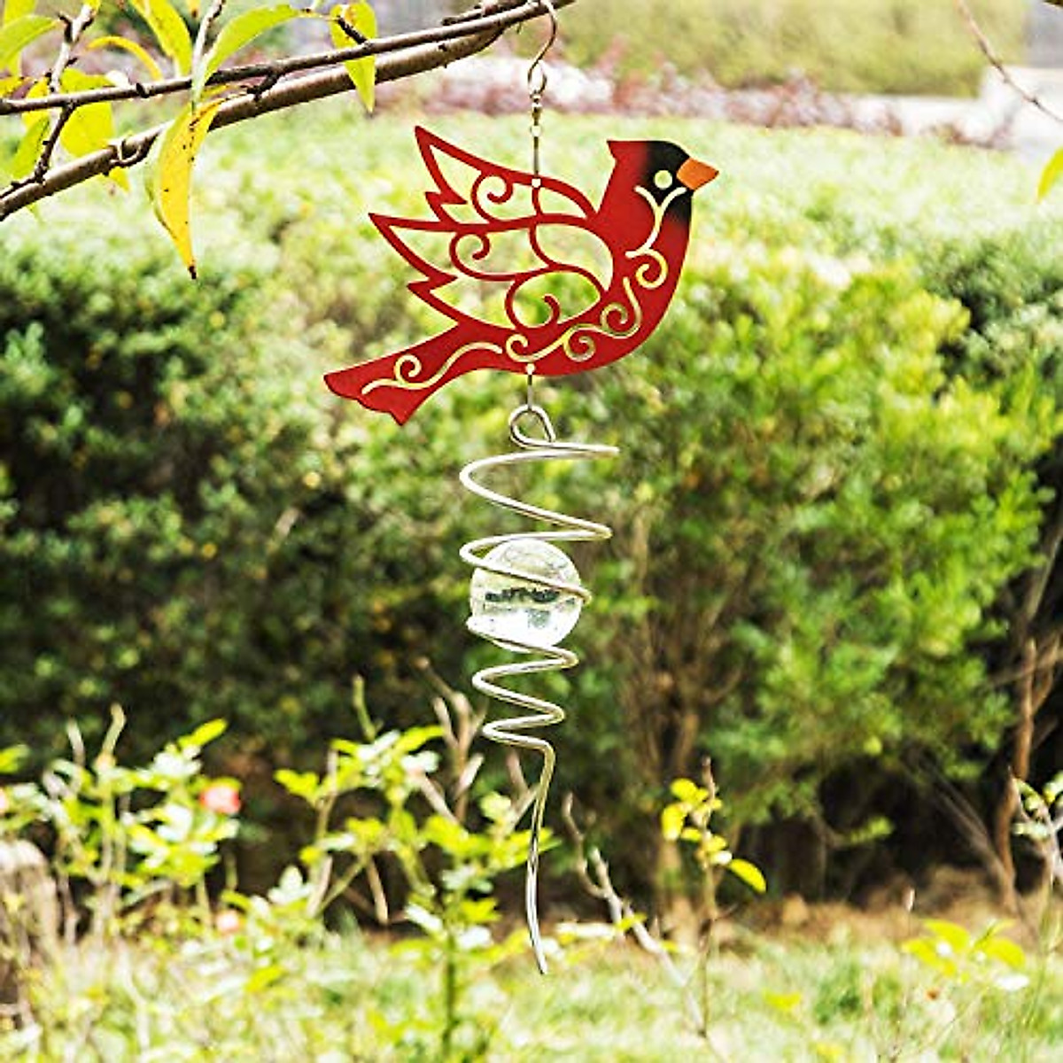 18" Wind Spinner Outdoor Hanging Metal Figurine Spinner for Garden Décor Ornament Lawn Yard Patio,Cardinal
