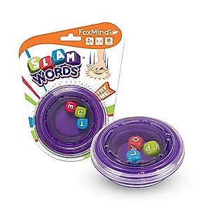 Foxmind Slam Words Quick Word Game, Educational Alphabet Dice Games to Improve Vocabulary, 20 Minute Travel Board Games for 2 or More, Word Board Games for Family Night, Parties