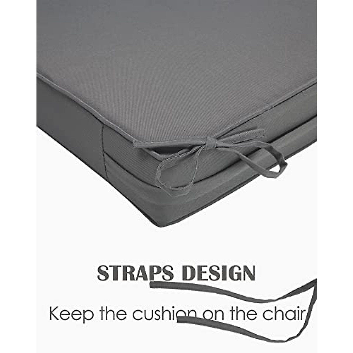 WHIZMIA Patio Chair Cushion for Outdoor Furniture 19x19x4 Inch, Waterproof Outdoor Seat Cushions for Patio Furniture, Garden Sofa Couch Chair Cushions with Ties, Set of 2, Dark Gray