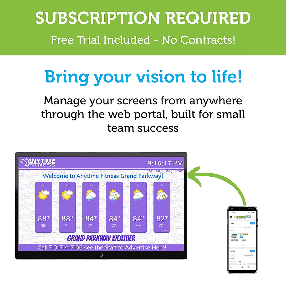 SmartSign2go Lite Digital Signage UltraHD 4k Media Player with Easy-to-Use Cloud-Based Software (Includes 2-Week Free Software Trial)