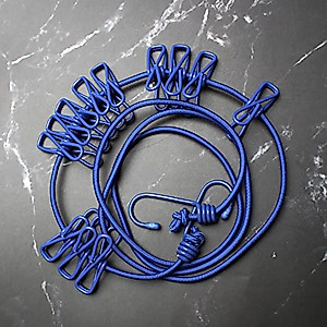 Sihuuu Portable Travel Clothesline Adjustable Elastic Travel Camping Retractable Clothes line with 12 PCS Clips for Travel Outdoor Indoor(B) Multicolor