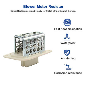 HVAC Blower Motor Resistor Replacement for 1997 1998 1999 2000 2001 Jeep Cherokee & TJ & 1997-2006 Jeep Wrangler Replaces # 4864957 RU-353 RU1046 3A1101 CR158