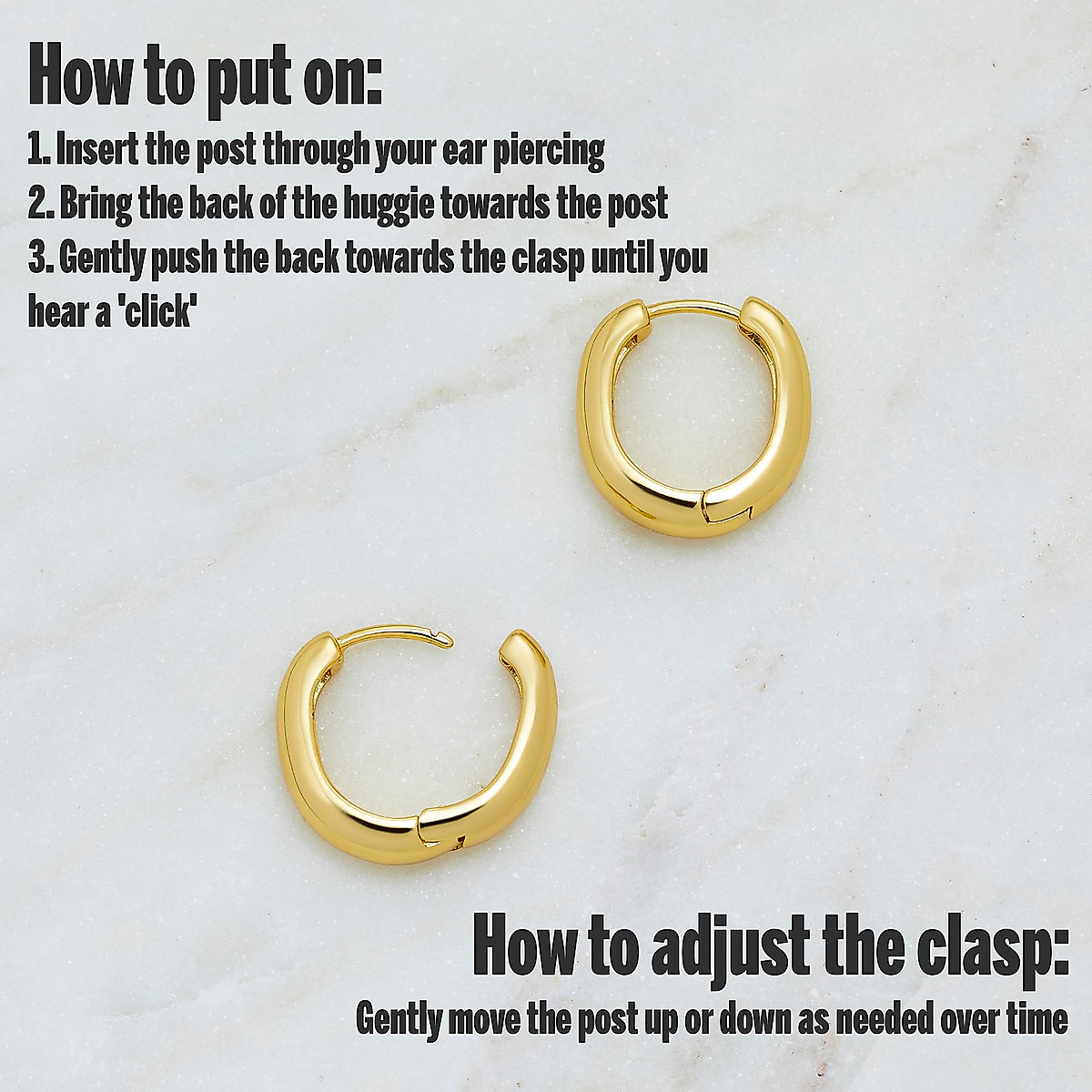 MILLA 14k Gold or Sterling Silver Hypoallergenic Huggie Earrings for Women - Y2K Preppy Lightweight Ear Huggers, 12mm