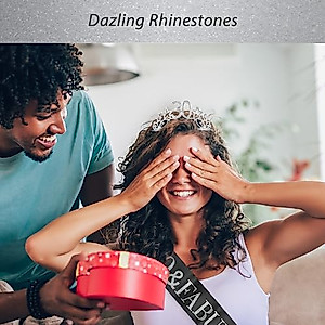 MEANT2TOBE 30th Birthday Sash and Tiara for Women - Fabulous Glitter Sash + Stars Rhinestone Silver Premium Metal Tiara for Her, 30th Birthday Gifts for 30 Party